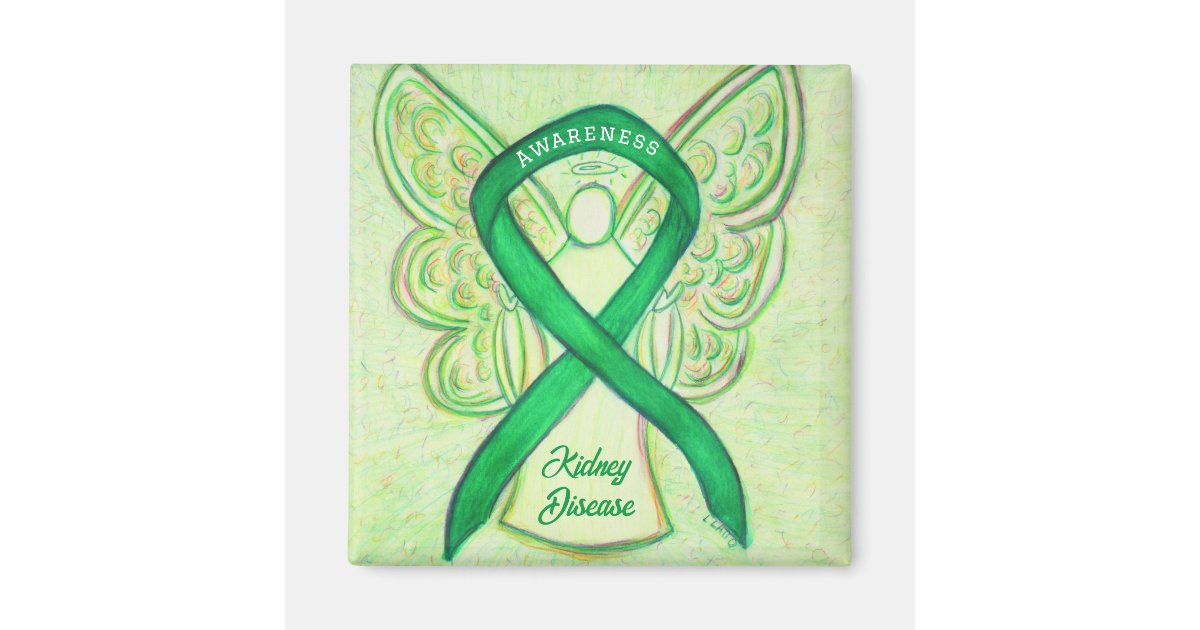 Kidney Disease Awareness Ribbon Angel Art Magnets | Zazzle