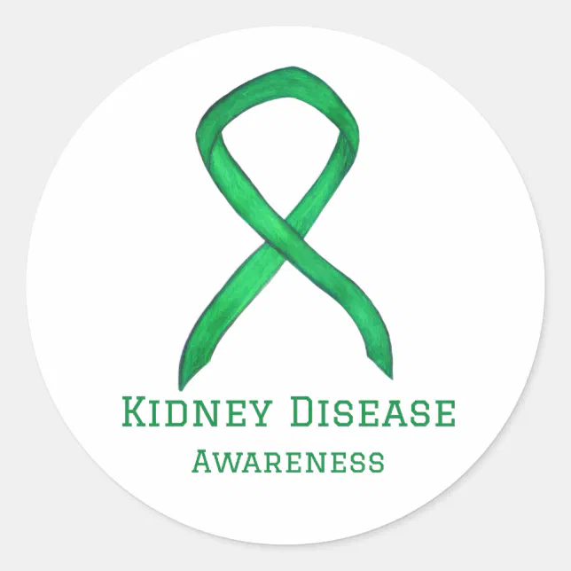 Kidney Disease Awareness Ribbon Art Sticker Decals | Zazzle