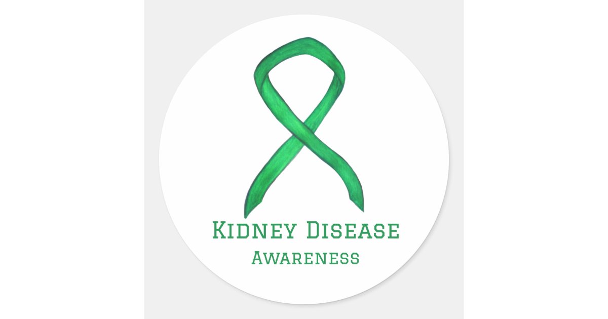 Kidney Disease Awareness Ribbon Art Sticker Decals | Zazzle