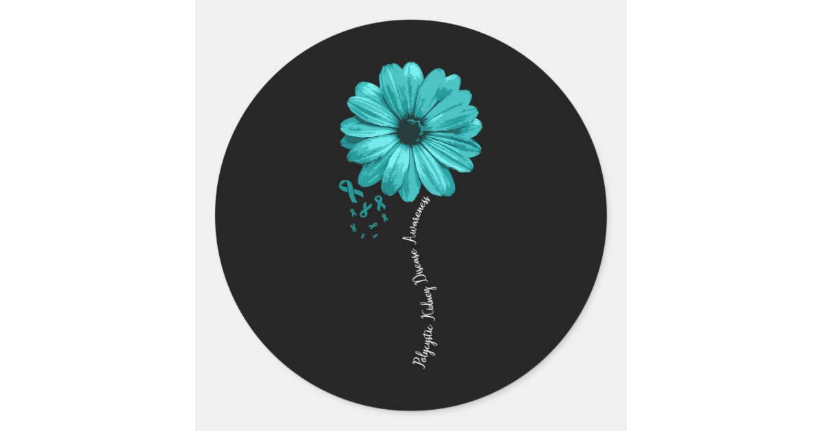 Kidney Disease Awareness Warrior Pretty Ribbon Classic Round Sticker ...