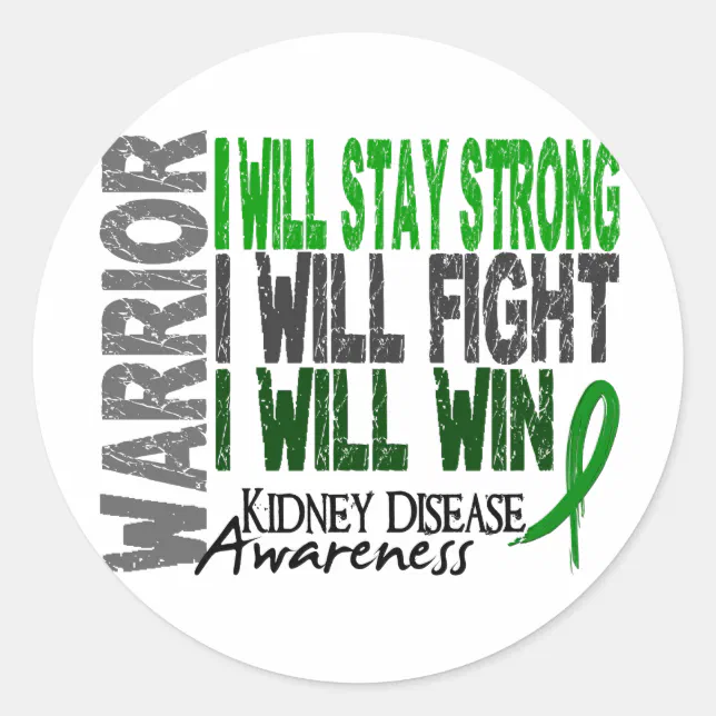 Kidney Disease Warrior Classic Round Sticker | Zazzle