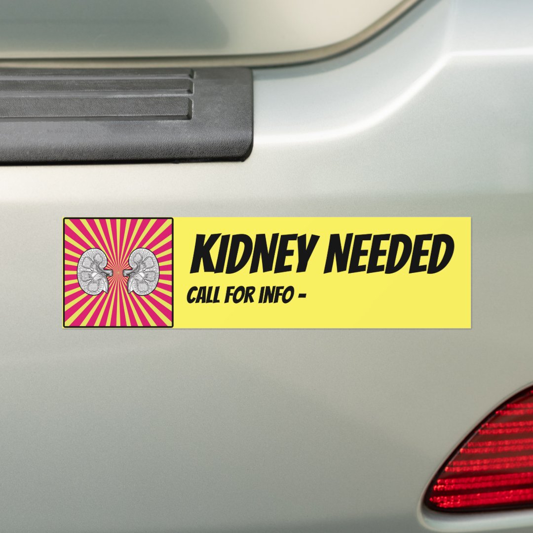 Kidney needed, bumper sticker | Zazzle