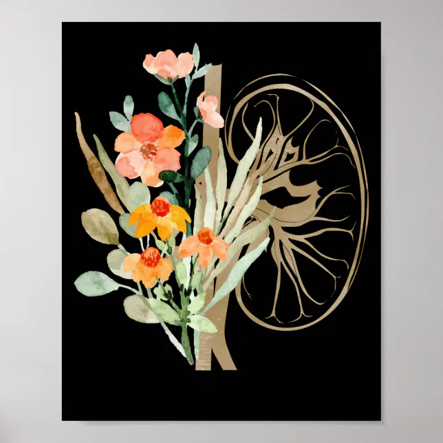 Kidney Organ Flower Dialysis Nurse Poster | Zazzle