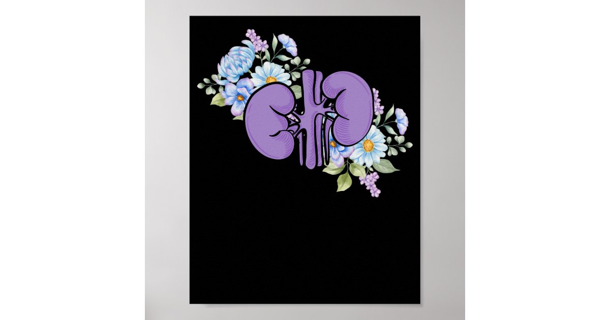 Kidney Organ Flowers Nephrology Poster | Zazzle