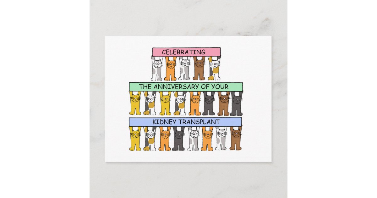Kidney Transplant Anniversary Congratulations Postcard | Zazzle