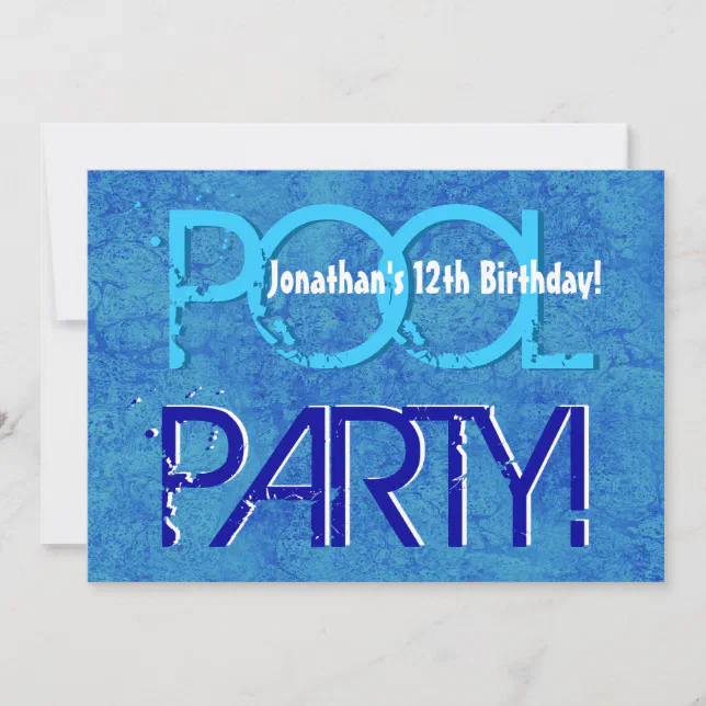 Kid's 12th Birthday Pool Party Blue White V01 Invitation | Zazzle
