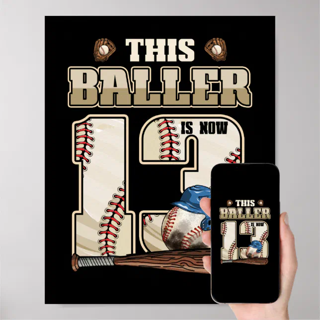 Kids 13th Birthday Baseball Boy Thirteen Year Old Poster | Zazzle