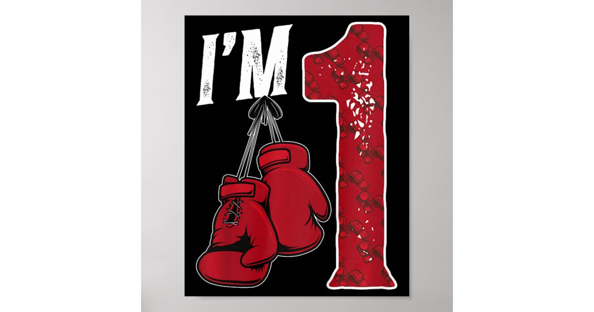 Kids 1st Birthday Boxing Boy One Year Old Boxer Poster | Zazzle