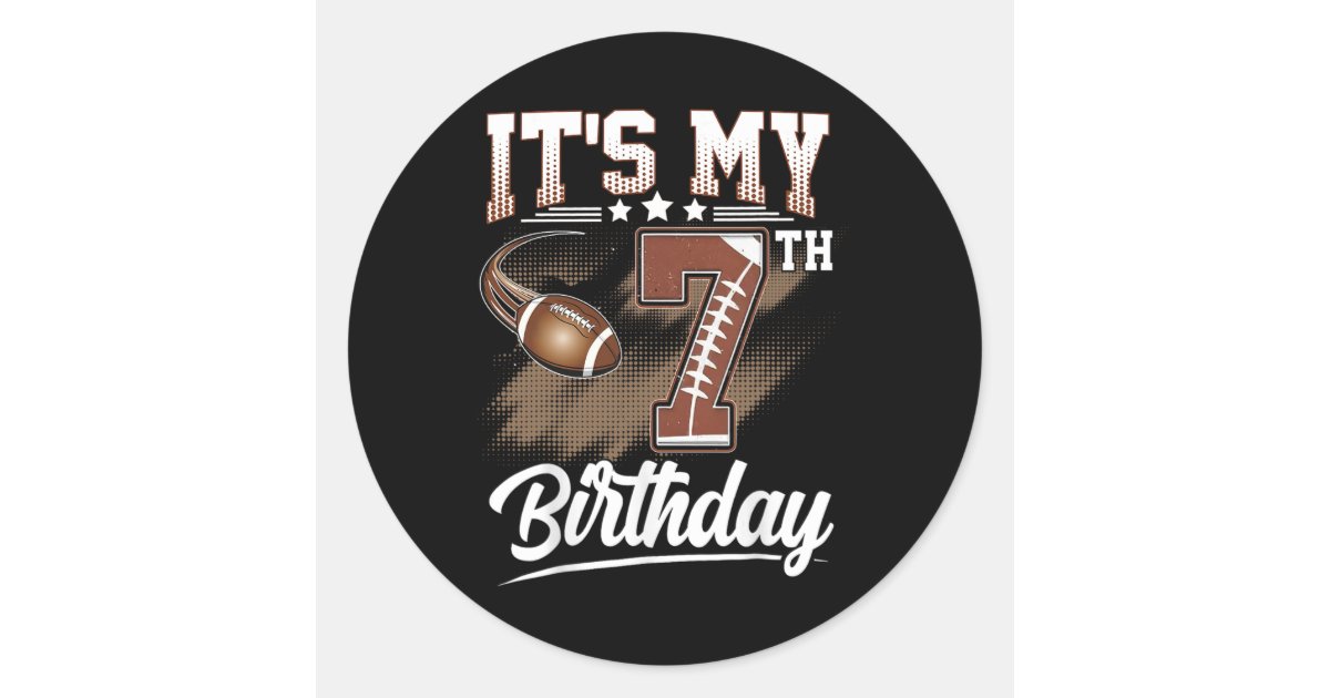 Kids 7 Year Old It's My 7th Birthday Football Them Classic Round ...