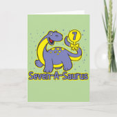 Kid's 7th Birthday Seven-A-Saurus Brontosaurus Card | Zazzle
