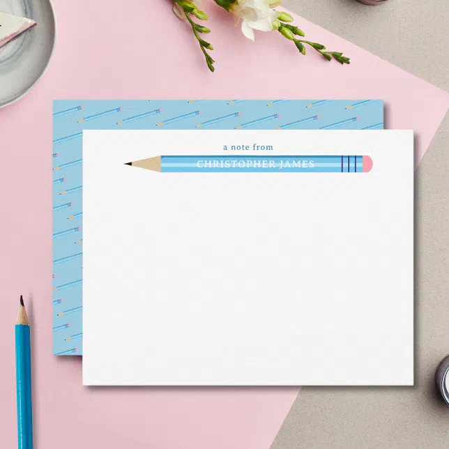 Kid's A Note From Pencil Flat Note Card | Zazzle