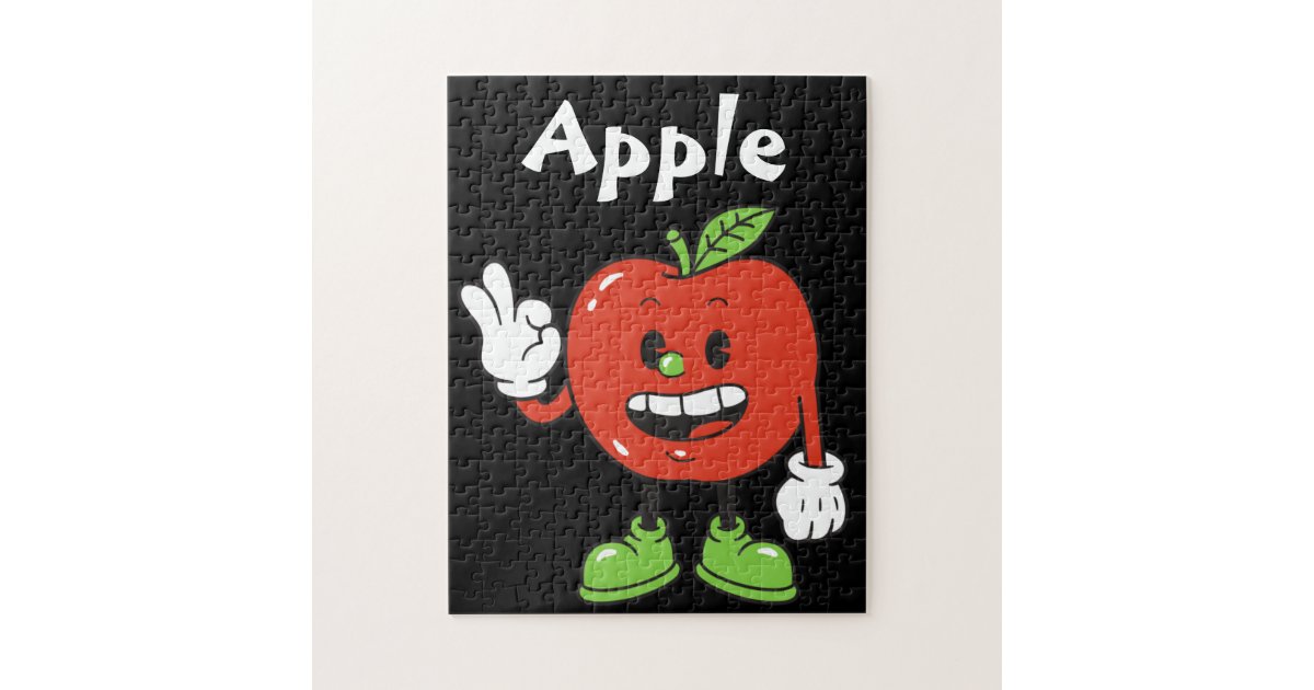 Kids ABC Alphabet Apple Black Puzzle | Zazzle