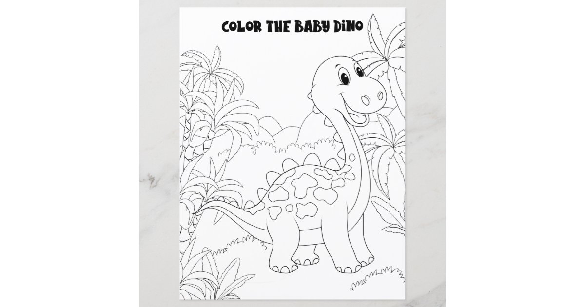 Kids Activity Cute Fun Dinosaur Coloring Page | Zazzle