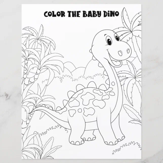 Kids Activity Cute Fun Dinosaur Coloring Page | Zazzle