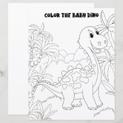 Kids Activity Cute Fun Dinosaur Coloring Page | Zazzle