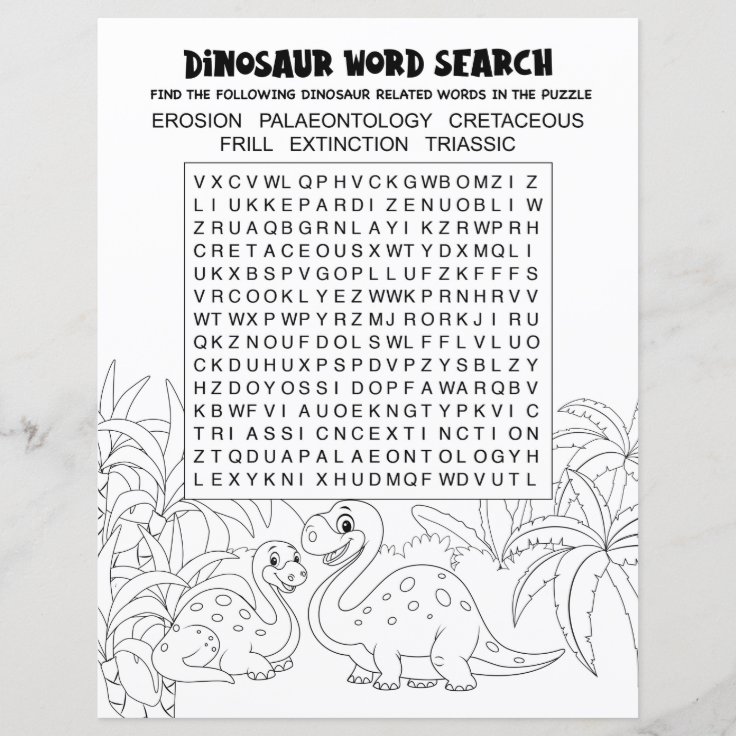Kids Activity Dinosaur Puzzle Word Search | Zazzle