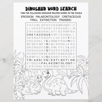 Kids Activity Dinosaur Puzzle Word Search | Zazzle