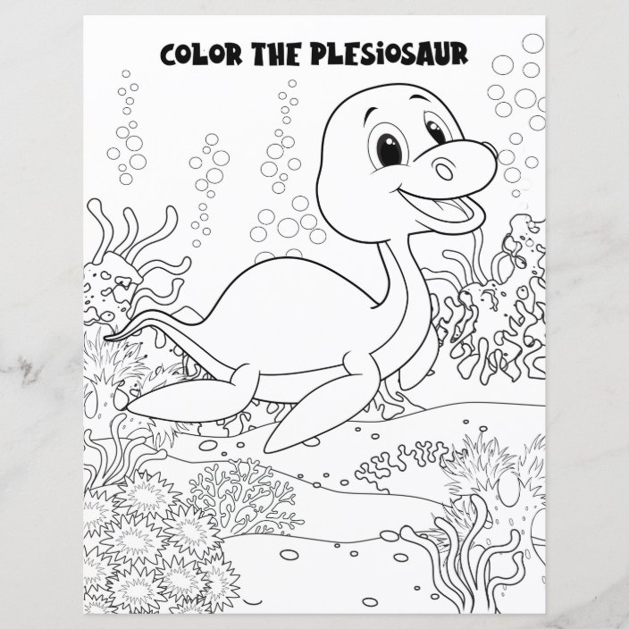 Kids Activity Plesiosaurus Dinosaur Coloring Page | Zazzle.com