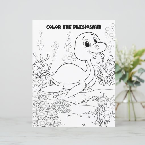Kids Activity Plesiosaurus Dinosaur Coloring Page | Zazzle
