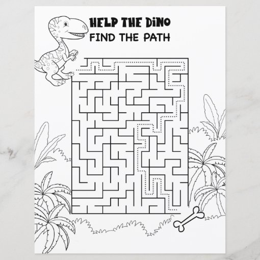 Kids Activity T-Rex Dinosaur Maze Fun Puzzle | Zazzle