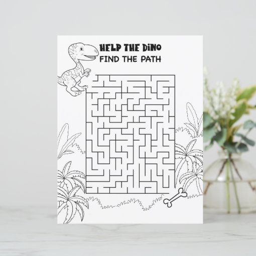 Kids Activity T-Rex Dinosaur Maze Fun Puzzle | Zazzle