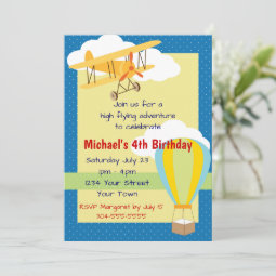 Kids Airplane Birthday Party Invitation | Zazzle
