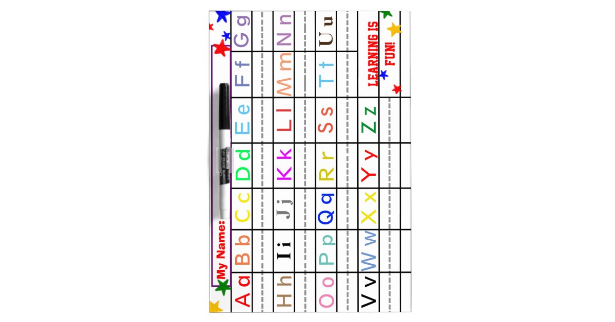 Kids Alphabet Activity Medium Dry Erase Board | Zazzle