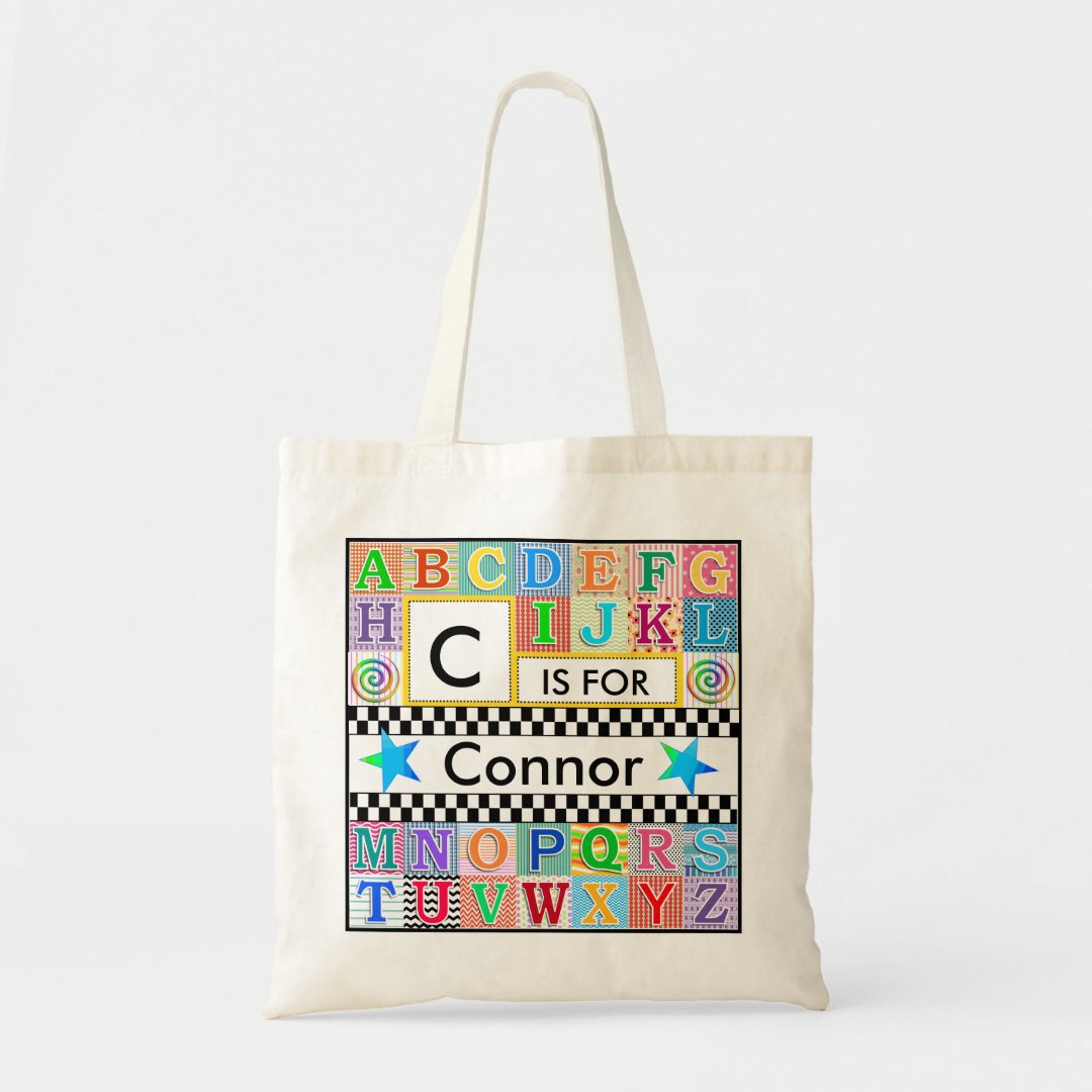 Kids Alphabet Art School Blue Star Tote Bag | Zazzle