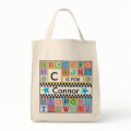 Kids Alphabet Art School Blue Star Tote Bag | Zazzle