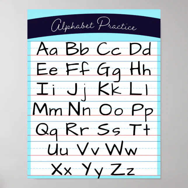 Kids Alphabet Writing Practice Home School Poster | Zazzle
