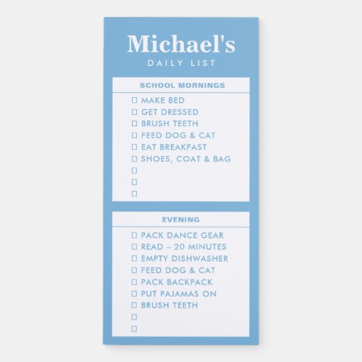 Kid's AM PM Daily Routine Chore To Do List Magnetic Notepad | Zazzle