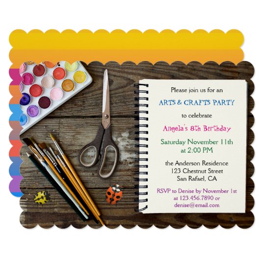 Kids Art and Crafts Birthday Party Invitation | Zazzle.com