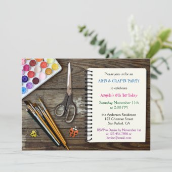 Kids Art and Crafts Birthday Party Invitation | Zazzle