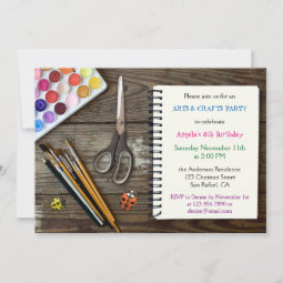 Kids Art and Crafts Birthday Party Invitation | Zazzle