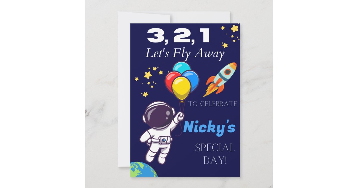 Kids Astronaut Space Themed Birthday Invitation | Zazzle