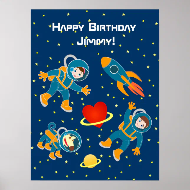 Kids Astronauts love Space Travel Poster | Zazzle