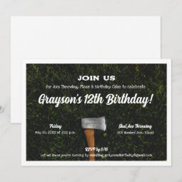 Kids Axe Throwing Birthday Party Invitation | Zazzle