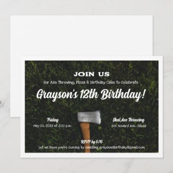Kids Axe Throwing Birthday Party Invitation | Zazzle