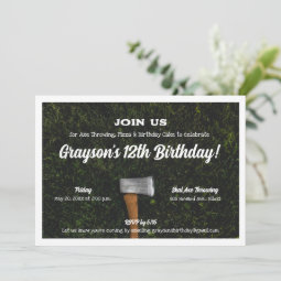 Kids Axe Throwing Birthday Party Invitation | Zazzle