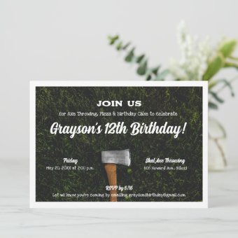 Kids Axe Throwing Birthday Party Invitation | Zazzle