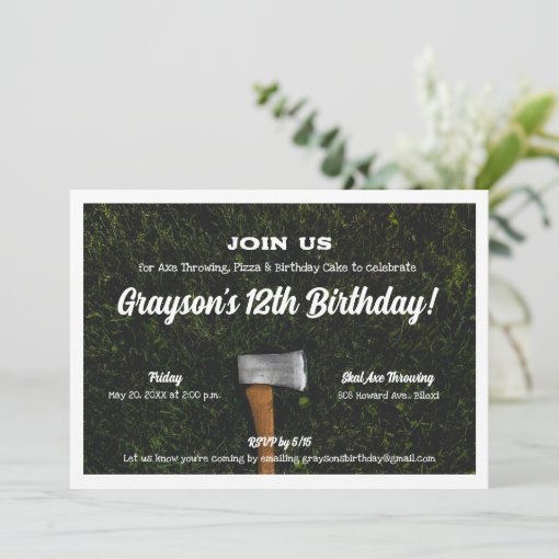 Kids Axe Throwing Birthday Party Invitation | Zazzle