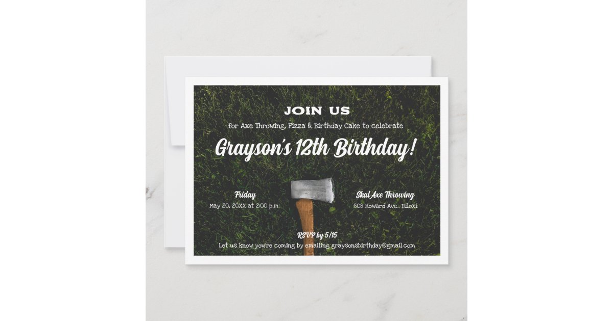 Kids Axe Throwing Birthday Party Invitation | Zazzle