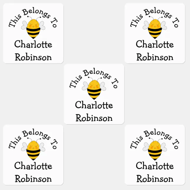 Kids Back To School Cute Bees Personalized Labels | Zazzle