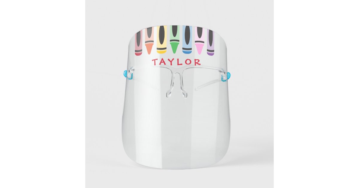 Kids Back To School Cute Color Crayon Face Shield | Zazzle