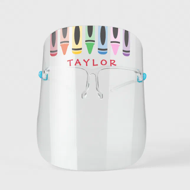 Kids Back To School Cute Color Crayon Face Shield | Zazzle
