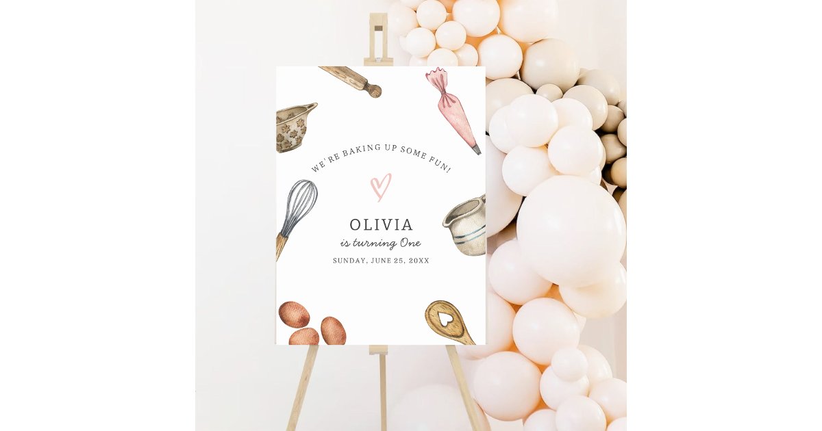 Kids Baking Party Birthday Welcome Poster | Zazzle