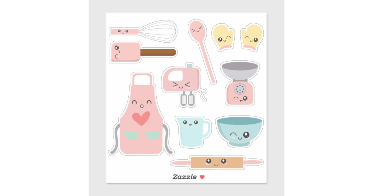 Kids Baking Set Sticker | Zazzle