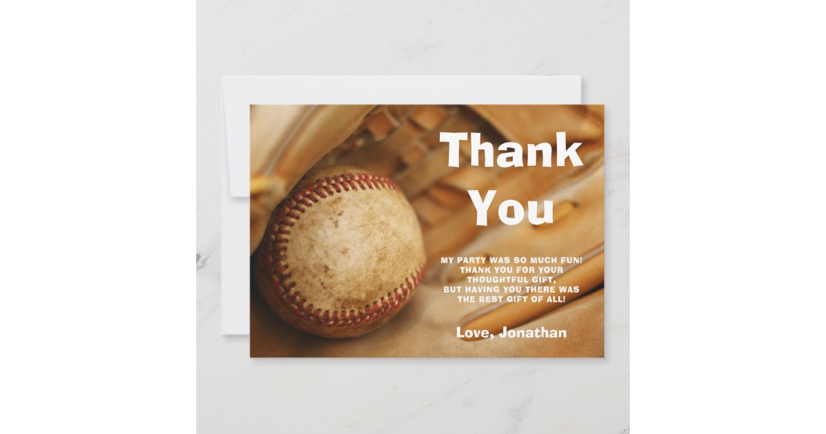 Kids Baseball Birthday Party Thank You Card | Zazzle