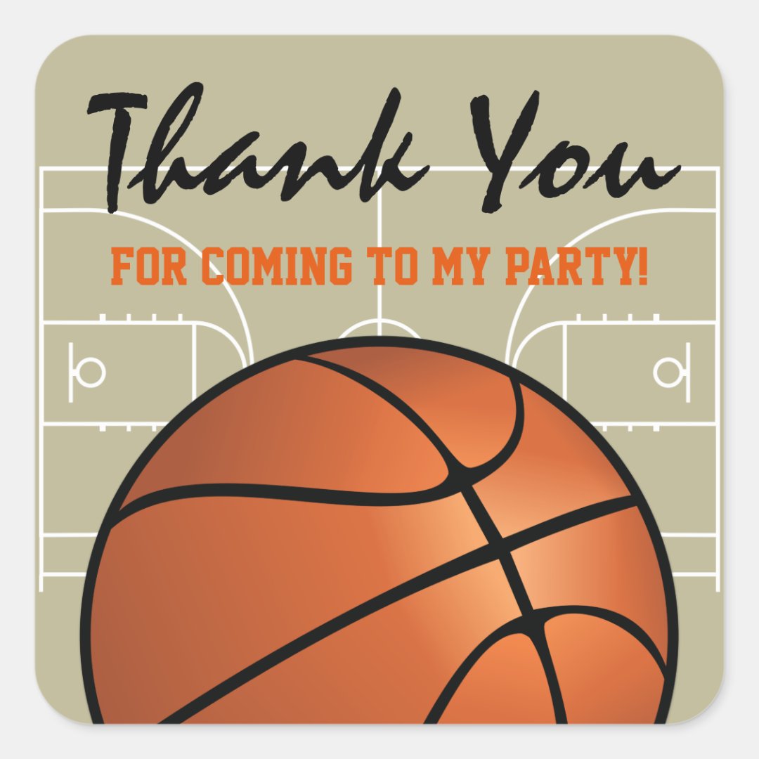 Kids Basketball Birthday Party Square Sticker | Zazzle
