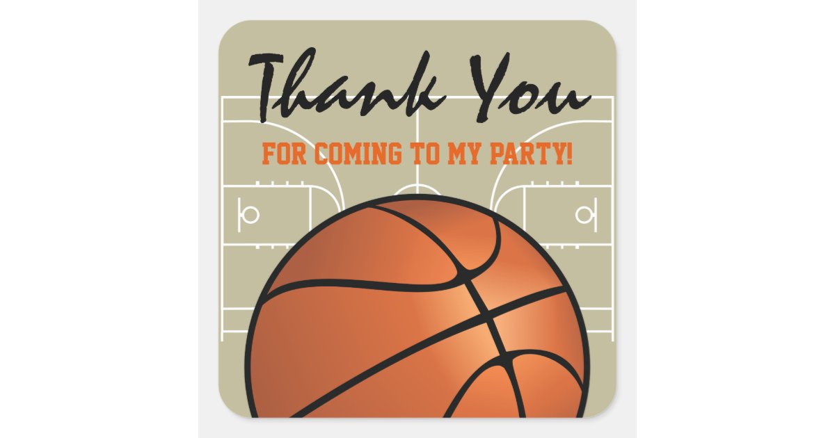 Kids Basketball Birthday Party Square Sticker | Zazzle